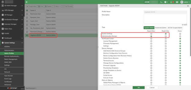Technical Tip: How to create an admin to only allow for ADOM upgrade ...